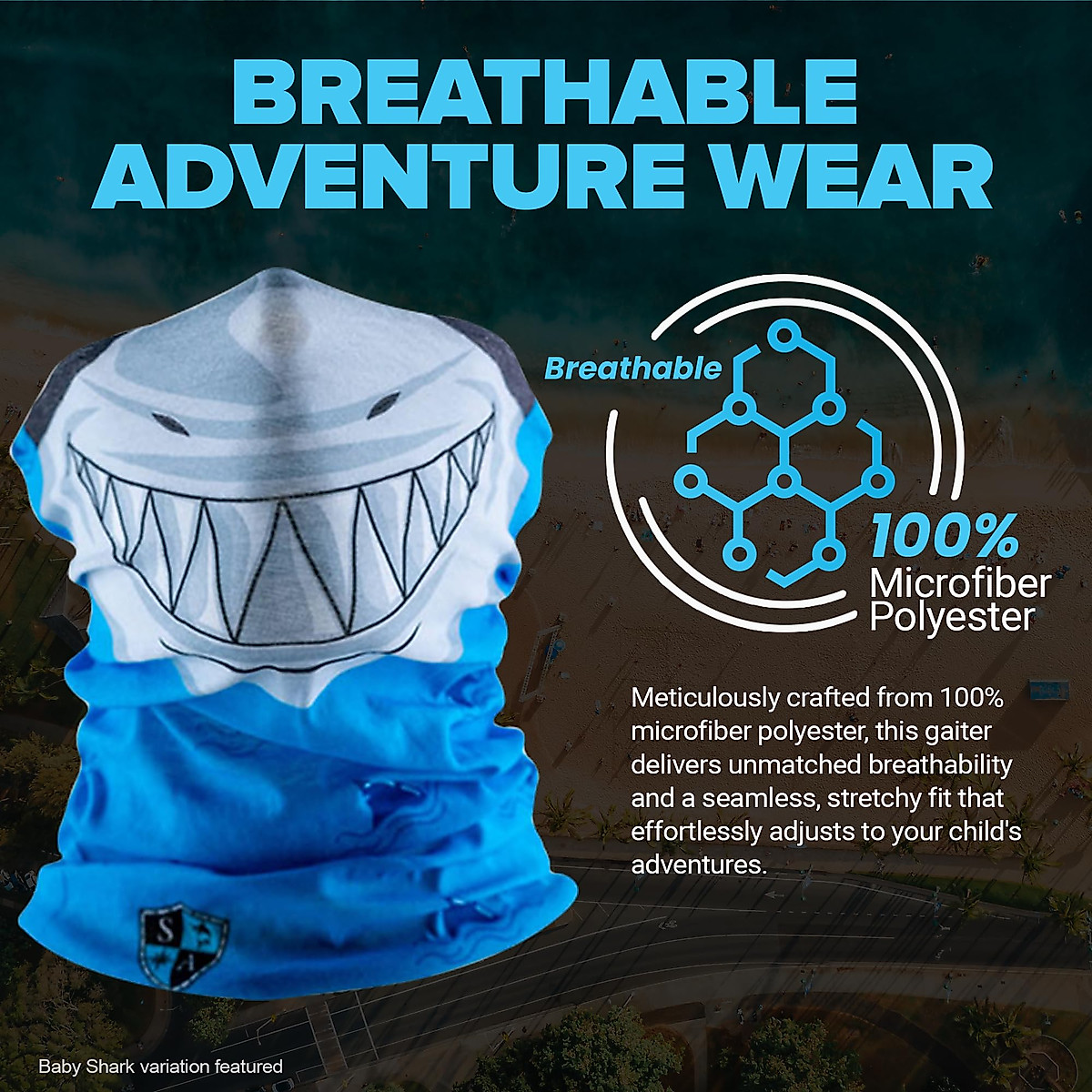 S A Company Kids' Face Shields UPF 30+, Breathable Multipurpose Neck Gaiters for Boys and Girls (Pack of 5 - Animal Kingdom)