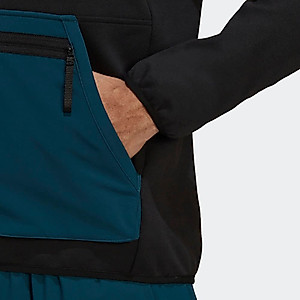 ADIDAS MEN’S TERREX HIKE HALF-ZIP POCKET MIDLAYER SWEATSHIRT, Black/Utility Green, 2XL