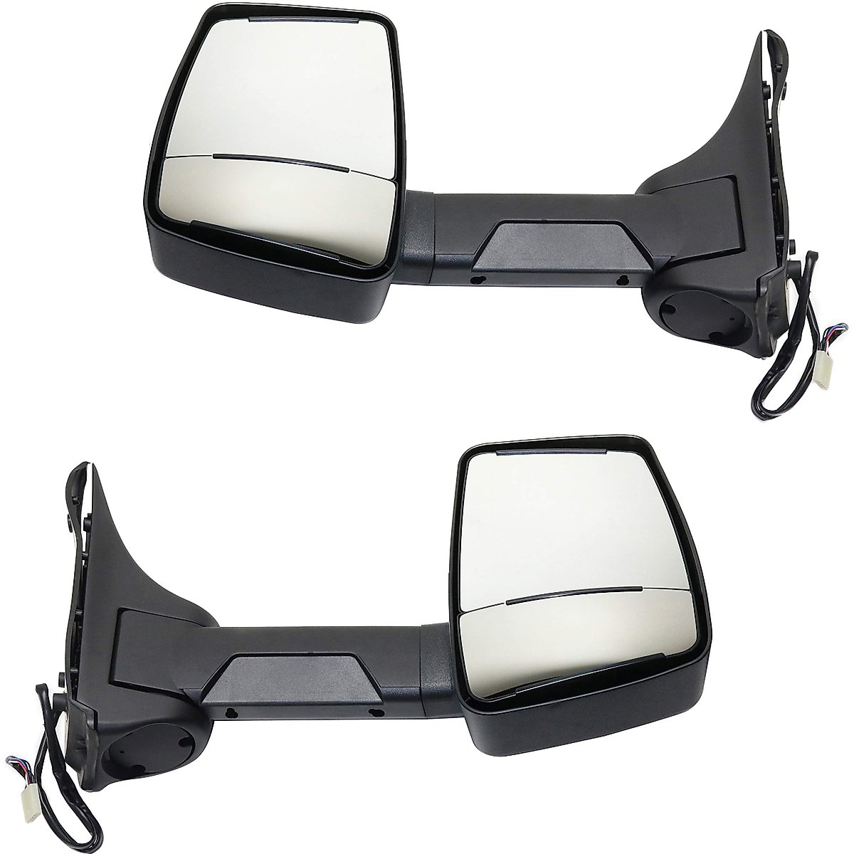 Kool Vue Mirror Set Compatible with 2003-2014 Ford E-150, 2003-2005 E-150 Club Wagon, 1992-2002 E-150 Econoline, Towing, Power, Heated, Textured Black, Manual Folding, Single Arm