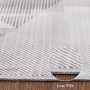 RUGSREAL Washable Rug for Living Room Modern Geometric Indoor Area Rug Stain Resistant Non-Slip Low-Pile Contemporary Area Rug for Bedroom Home Office, 8' x 10' Grey