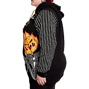 Loungefly Apparel Disney Nightmare Before Christmas Pumpkin King Hoodie, Medium Black