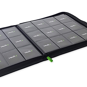 Vault X Premium Exo-Tec Zip Binder 12 Pocket, 20 Double-Sided Pages for 480 Side-Loading Slots for Board, Collectible or Trading Card Game Protective Folder Album (Black)