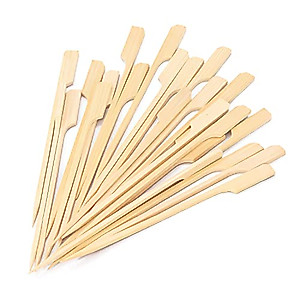 6 Inch Bamboo Skewers 100PCS Food Appetizer Toothpicks Wide Flat Paddle Bamboo Wood Picks for Cocktail, Marshmallow, Fruit, Grilling, Drink, BBQ, Barbecue, Yakitori Chicken, Fondue, Roasting