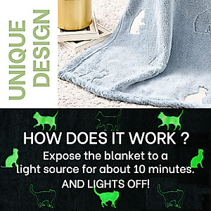JINCHAN Dinosaur Glow in The Dark Blanket, Kids Throw Blanket for Boys and Girls Gift Green Lightweight Flannel Fleece Throw Blankets for Couch Bed Warm Soft Cozy Throw Winter Baby Blankets 50x60 Inch