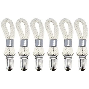 Meprotal 6pcs Tea Towel Clips with Loop Cotton, Metal Cloth Hook Clip Hangers for Home Kitchen Bathroom Hanging Towels (Type1)