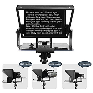 ILOKNZI Aluminum Teleprompter 12.1in with Free APP Control, Bluetooth Remote Control & Carry Case, Portable Without Assembly, Compatible with iPad/Android Tablet, Phone, DSLR Camera (Free Stand Base)