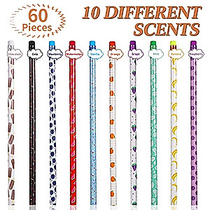 Outus 60 Pieces Scented Pencils for Kids Scented Pencils Bulk HB Graphite Pencil School Stationery Party Reward Supplies for Boys Men Women Girls (Natural Style)