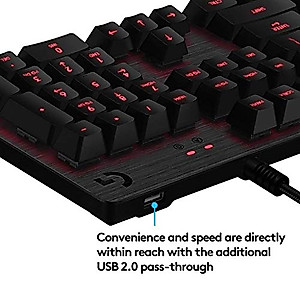 Logitech G413 Backlit Mechanical Gaming Keyboard USB Passthrough Carbon (Renewed)