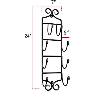 Towel Rack Wall Mounted, Bathroom Decor, Metal Towel & Wine Rack Holder, Storage Shelf for Bath Cloths, Small/Large Towels, Yoga Mat, Foam Roller, Washcloths, Hats, Decor (Black) by The Metal Magician