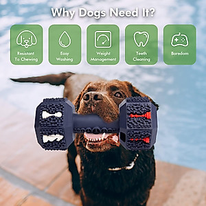 RongHousing Dumbbell Dogs Toys for Aggressive Chewers: Puppy Chew Toys with Bacon Milk Flavored - Interactive Dog Toys for Medium Small Breed.(Large, Blue)