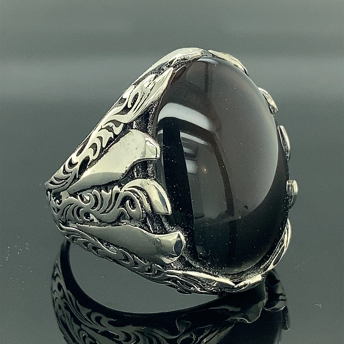 Handmade Ring, Silver Oval Sense Stone Ring, Color Changing Ring, Color by Temperature Mood Charm, 925k Sterling Silver Ring