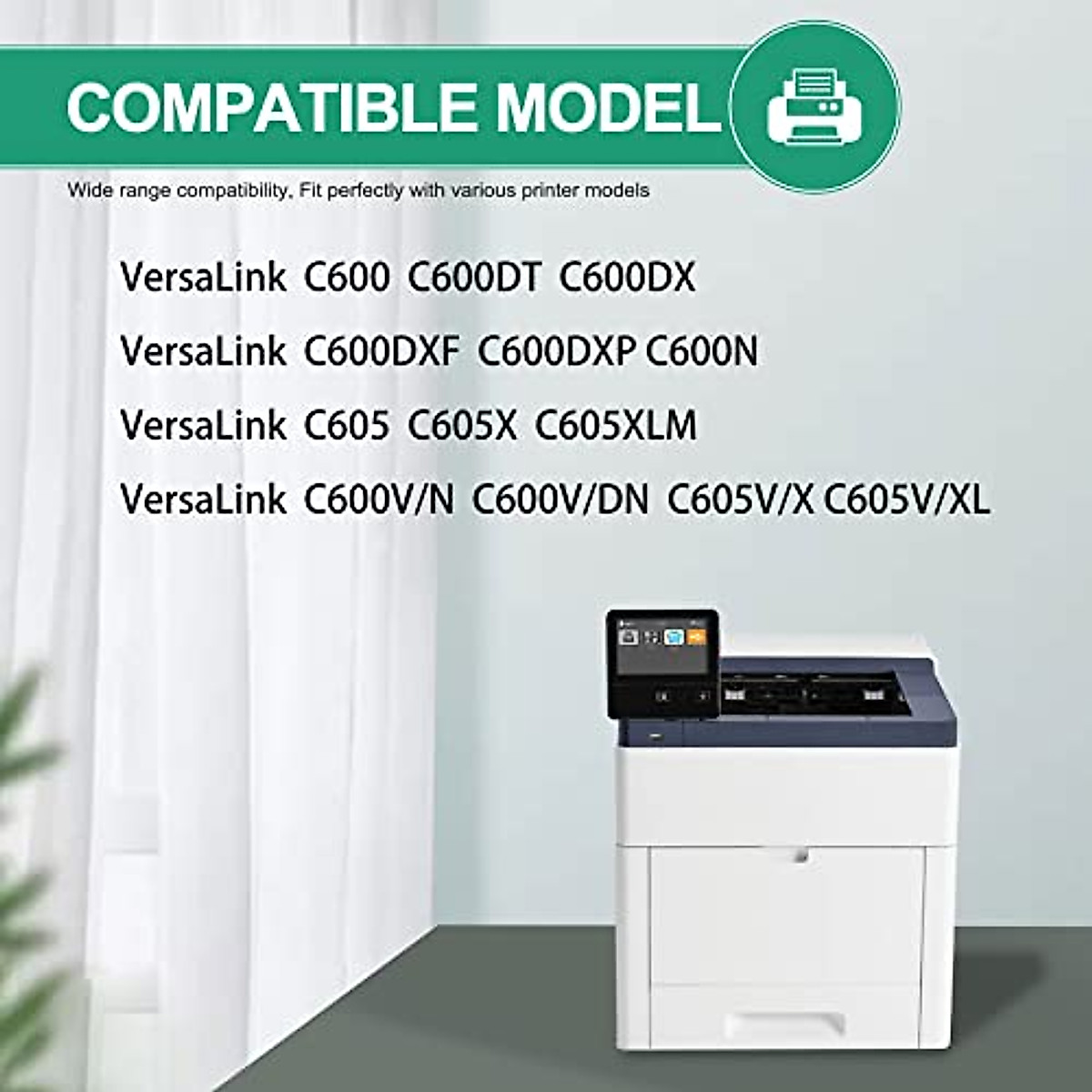 DOPHEN C600/C605 4-Pack 106R03899 106R03896 106R03897 106R03898 Standard Capacity Toner Cartridge Set Replacement for Xerox C600 C600N C600DT C600DX C605 C605X C605XLM Printers (BK+C+M+Y)