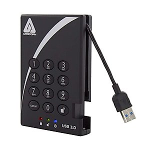 Apricorn 500GB Aegis Padlock Encrypted USB 3.1 Gen 1 Hard Drive with PIN Access (A25-3PL256-500)