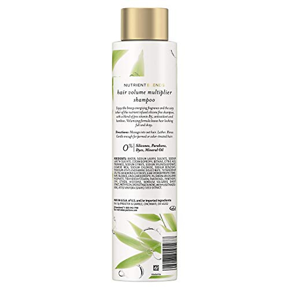 Pantene Nutrient Blends Bamboo Hair Volume Multiplier Silicone Free Shampoo For Fine, Thin Hair, 9.6 Fl oz, 2.583 Fl oz