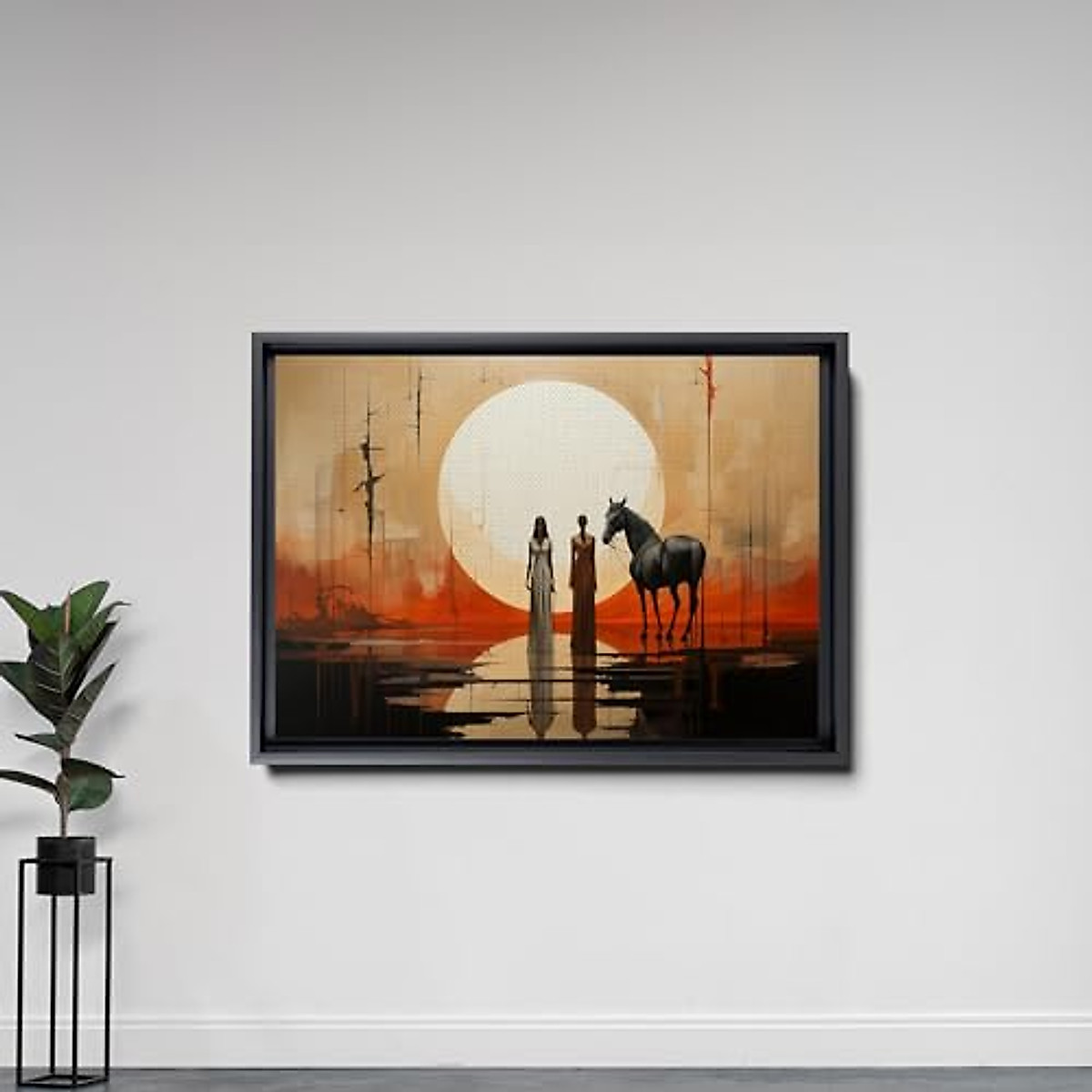 Majestic Black Stallion Galloping In The Clouds, Black Horse On Salt Flats, Canvas Print, Black Horse Print, Black Horse Wall Art