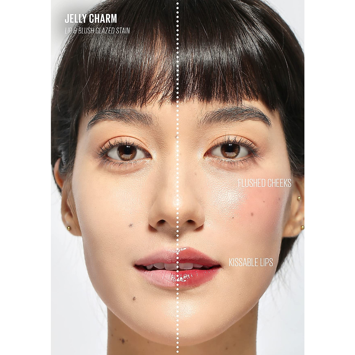 Kaja Lip & Blush Glazed Keychain Stain - Jelly Charm 05 Peach Fizz | with Triple Berry Complex, Lemon Fruit Extract & Olive Squalane, Hydrating, Long Lasting Lip Tint