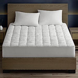 Intelligent Design Twin Mattress Pad, Overfilled High Density Down Alternative Fill, Extra Fluffy 3D Puff Mattress Topper Soft Microfiber Mattress Cover, Fitted Pocket Fits Up to 18", Queen, White