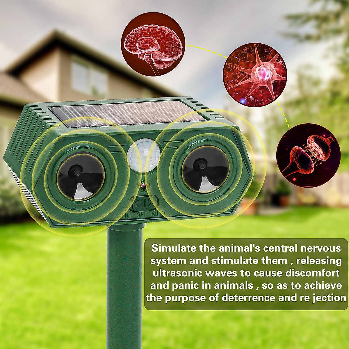 Solar Mouse Repellent, Snake Repellent, Mole Repellent, Gopher Repellent, Vole Repellent, Waterproof Pest Rat Repellent for Yard Garden Lawn Outdoor