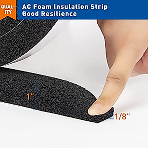 MAGZO Adhesive Foam Weather Stripping 1 Inch W X 1 Inch T, Thick Window Air Conditioner Sealer Open Cell High Resilience, Total Length 13 Feet (6.5ft x 2 Rolls)