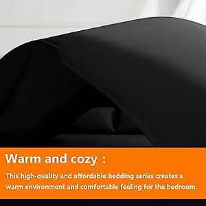 TAIMIT Black Full Size Comforter Set - 7 Pieces, Bed in a Bag Bedding Sets with All Season Soft Quilted Warm Fluffy Reversible Comforter,Flat Sheet,Fitted Sheet,2 Pillow Shams,2 Pillowcases