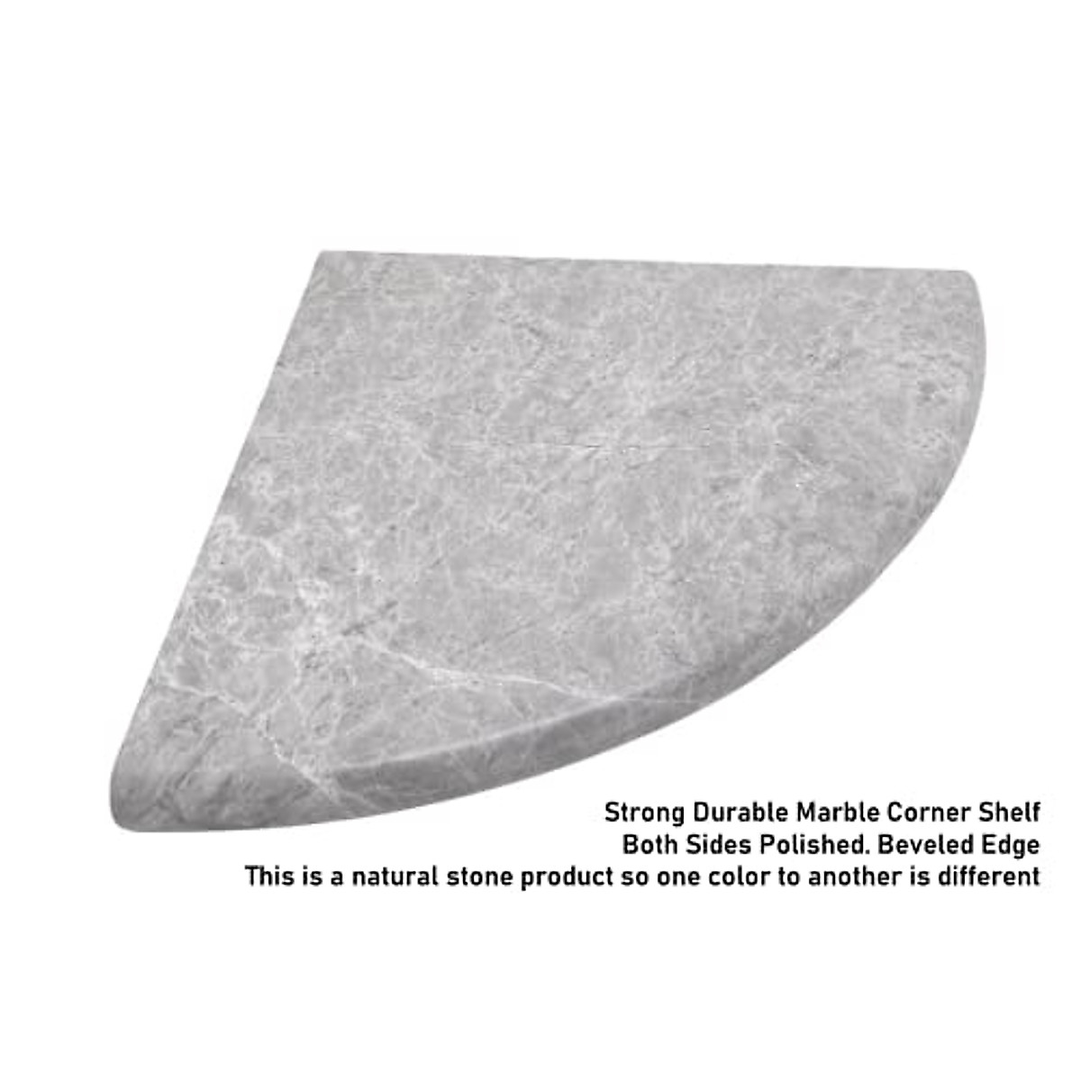 Tenedos Premium Quality Silver Marble Bathroom Corner Shelf Polished 9'' (1)