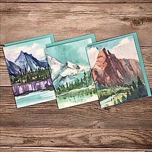 Watercolor Mountain Landscapes -12 card gift set - high-end luxury greeting cards, thank you cards, birthday card, all-occasion cards