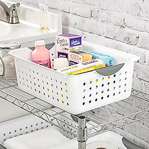 Sterilite 16248006 Medium Ultra Plastic Storage Organizer Basket White (42 Pack)