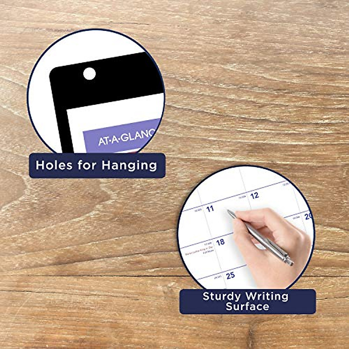 AT-A-GLANCE 2022 Wall & Desk Calendar by, 11" x 8", Small, with Clear Cover and Vinyl Holder (SK800)