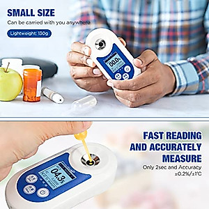 Digital Brix Refractometer, Brix Meter for Sugar, Food, Beverage, Fruit, Beer, Honey, Various Sauces, Tomato Sauce and Etc Range 0-55%