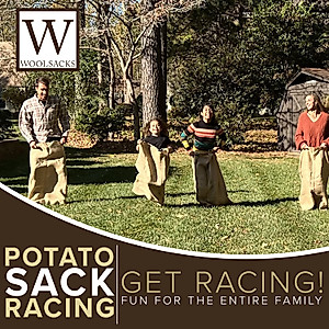 Woolsacks Potato Sack Race Bags for Adults | Large 24" x 40" Burlap Sacks for Sack Races | Great for Birthday Parties, Outdoor Events, Gardening, & More (Pack of 5)