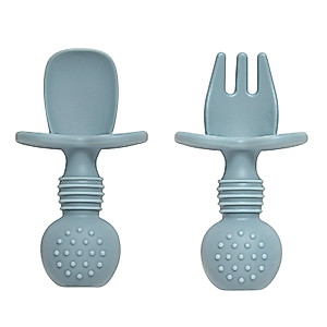 Eascrozn Baby Spoons and Forks Feeding Set, 6 Pack Silicone First Stage Self Feeding Toddler Utensils, BPA Free, Baby Led Weaning Supplies for Training Spoons