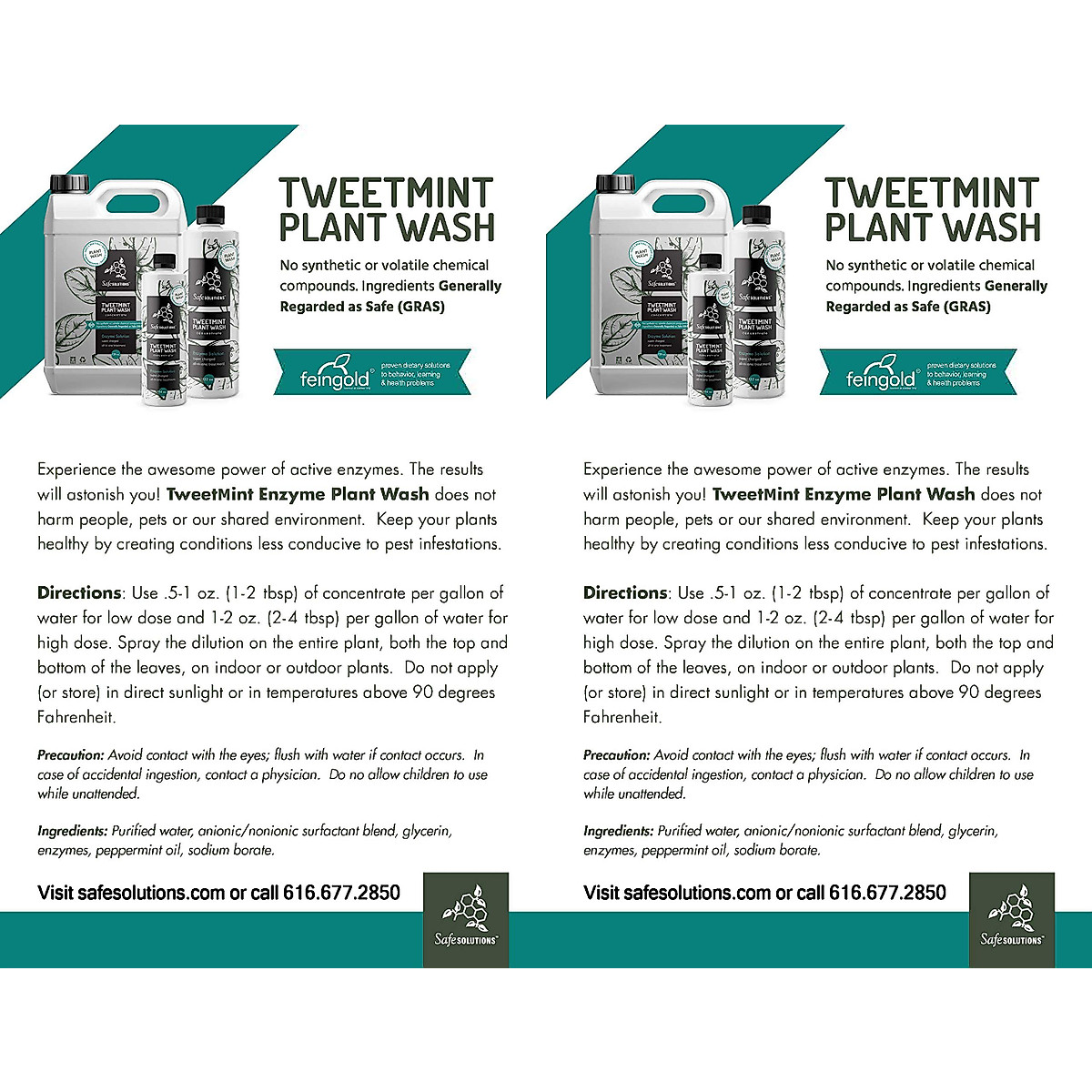 Best Natural Non-Toxic Enzyme Safe Solutions TweetMint Plant Wash (32 oz) Bottle