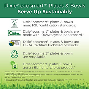 Dixie ecosmart‚ 20oz 100% Recycled Fiber Paper Bowls by GP PRO (Georgia-Pacific), RFB20WS, 500 Count (125 Bowls Per Pack, 4 packs Per Case)