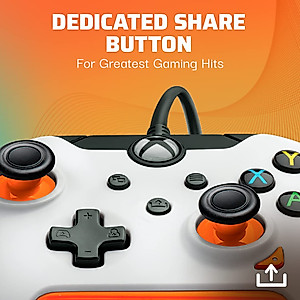 PDP Wired Xbox Game Controller - Xbox Series X|S/Xbox One/PC, Dual Vibration Gamepad, App Supported - Atomic White/Orange (Amazon Exclusive)