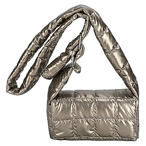 Lushandy Crossbody Bags for Women Quilted Cotton-Padded Bag Check Buckle Flap Shoulder Bag Nylon Work Casual