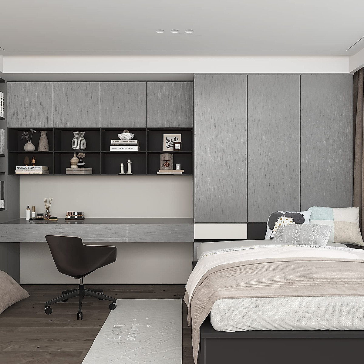 Adrmpest Wide Stainless Steel Peel Stick Wallpaper24 x197,Thick Wall Sticks Silver Look Contact Paper,Vinyl Wrap for Countertop Kitchen Appliances Refrigerator Dishwasher Wall Paper