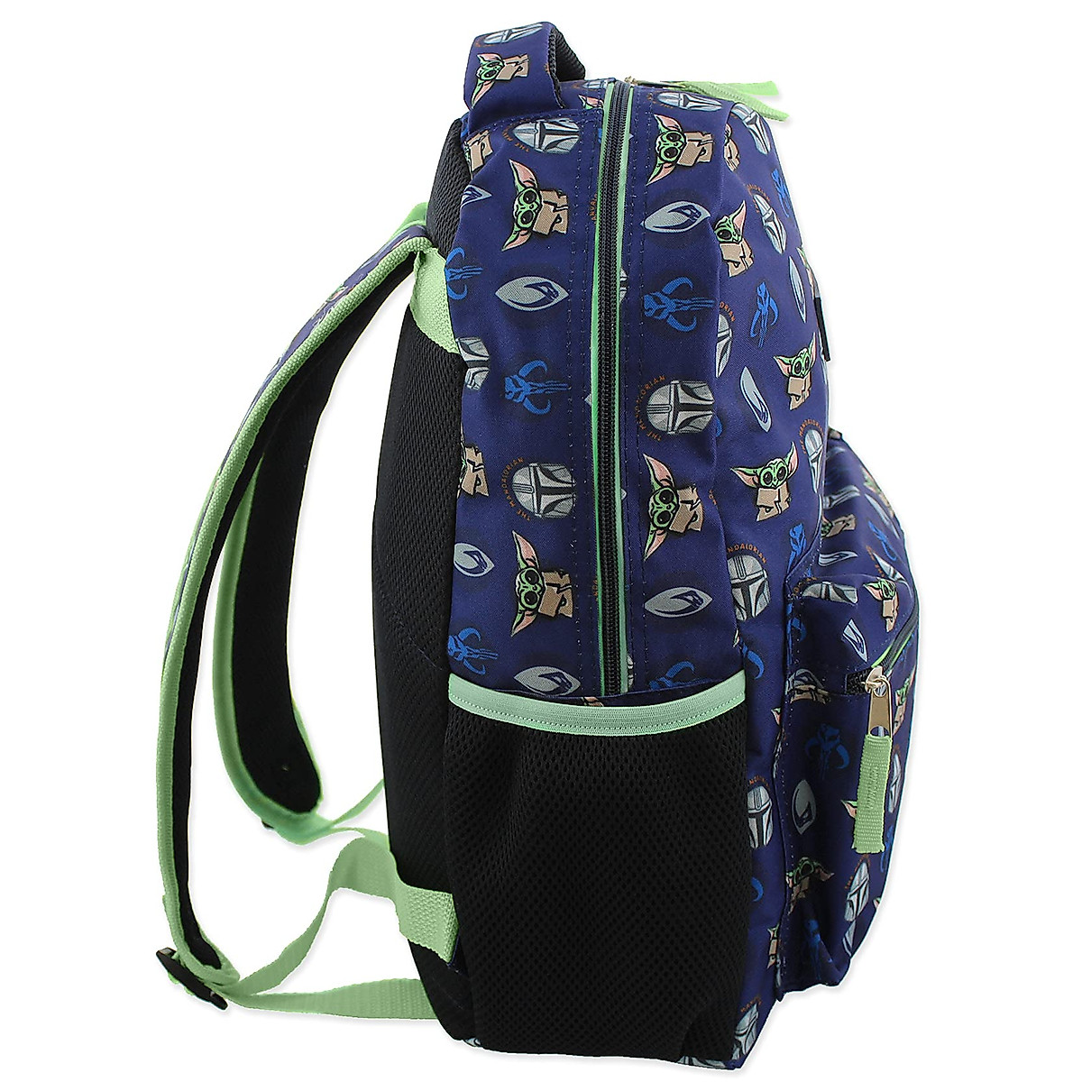 Disney Star Wars Mandalorian Baby Yoda Boy's Girl's Adult 16 Inch School Backpack (One Size, Blue/Green)