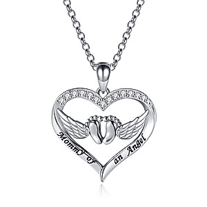 Miscarriage Necklace Loss of Pregnancy Rings 925 Sterling Silver Infant Loss Mommy of an Angel Memorial Jewelry Sympathy Gift for Women Mom (necklace miscarriage)