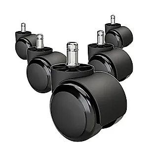 Office Chair Wheels Brozigo Chair Wheels Replacement 5-Pack, Office Chair Casters Heavy Duty Replacement for Hardwood Floors and Carpet, 2 inch Fits 99%, Black