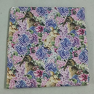 PUMCRAFT Sewing Fabric 100% Cotton Fabric Purple Pink Blue Flower & Animals Printed Sewing Cloth Dress Clothing Textile Tissue - 50cm - 105cm Fabric Patchwork Craft