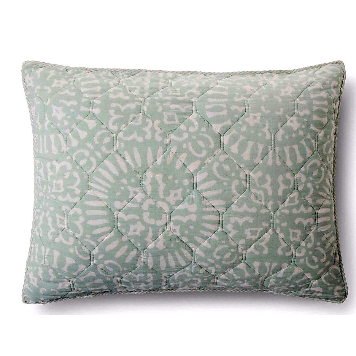 Threshold Tile Medallion Standard Quilt Sham 26x20" light green/white