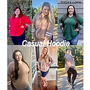 Plus Size Pullover Sweatshirts Women Loose Fit Batwing Top Fleece Hoodies Red 1X