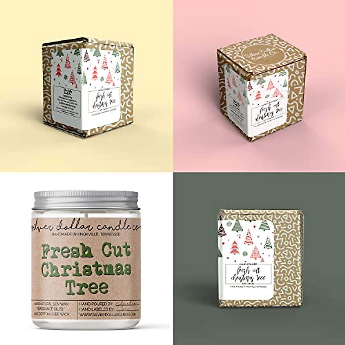 Fresh Cut Christmas Tree Scented Candle 8oz Hand-Poured 100% Soy Wax by Silver Dollar Candle Co