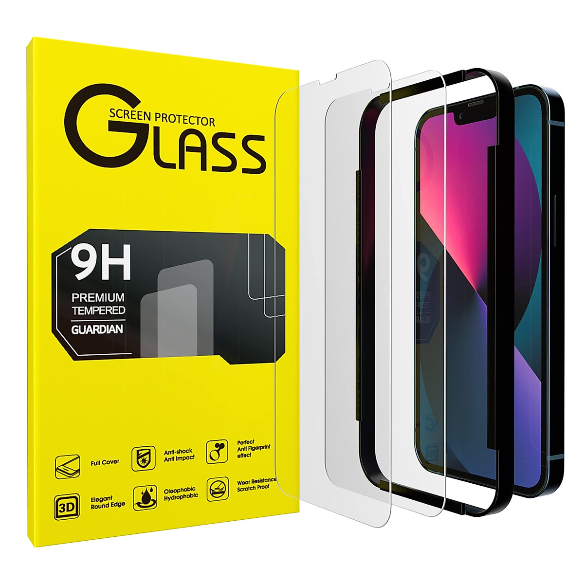 XYYZYZ Glass Screen Protector Compatible for iphone 13 Mini HD Tempered Glass Film Case Friendly [5.4 Inch 2 Pack]