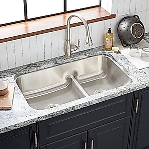 Signature Hardware 948495 Cypress 34" Undermount 60/40 Double Basin Stainless Steel Kitchen Sink
