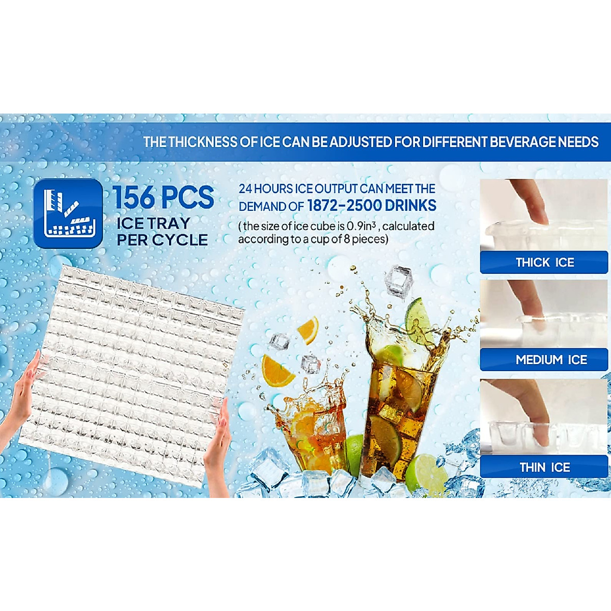 ROVSUN 400LBS/24H Commercial Ice Maker with 300LBS Storage Bin, Commercial Ice Machine with LCD Touch Control Panel & Automatic Cleaning for Restaurant Bar Coffee Shop Home Supermarket