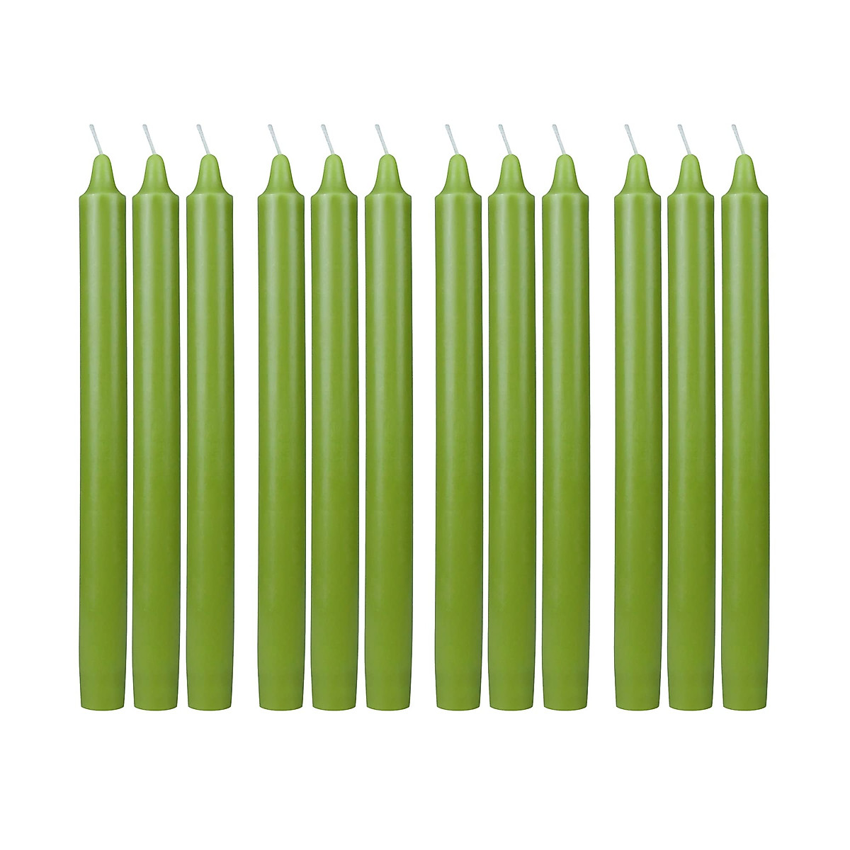 Zest Candle 12-Piece Taper Candles, 10-Inch, Sage Green Straight