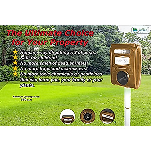 GARDEN SECRETS (2023 Version) Compact Solar Ultrasonic Animal Repellent. Skunk Raccoon Deer Coyote Cat Rat Mice etc Deterrent. Keep Pests Away from Your Property Within 2-4 Weeks. (Brown, 1 Unit)