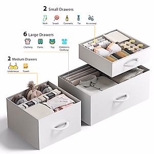 White Dresser for Bedroom, Bedroom Dressers & Chests of Drawer, White Closet Fabric Dressers, 10 Drawers Dresser w/Side Pockets, Hooks, Dresser Storage Organizer for Hallway, Entryway, Kids Room