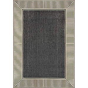 nuLOOM Asha Simple Border Indoor/Outdoor Area Rug, 6' 7" x 9', Dark Grey